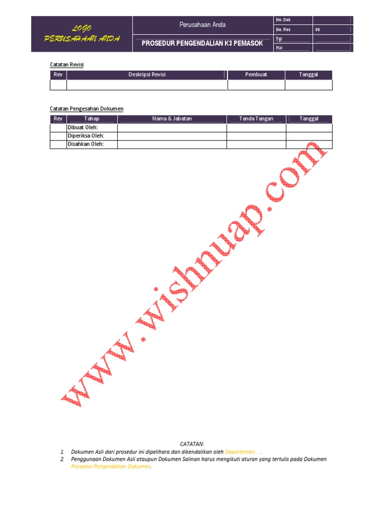 OHSAS Prosedur K3 Pengendalian Pemasok | PDF