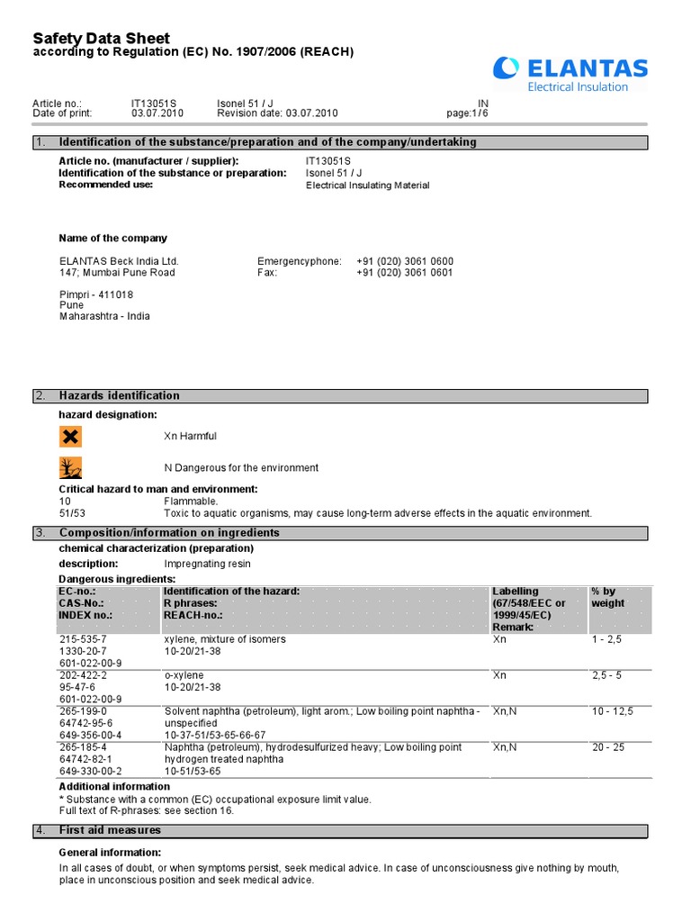 Isonel 51J | PDF | Dangerous Goods | Chemistry
