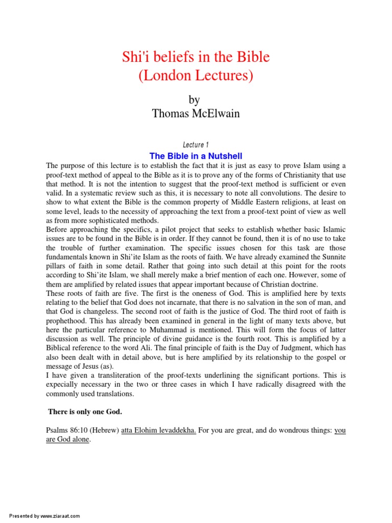 Shia Beliefs in The Bible | PDF | Abraham | Prayer