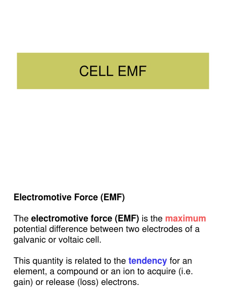 Cell Emf | PDF | Redox | Electrode