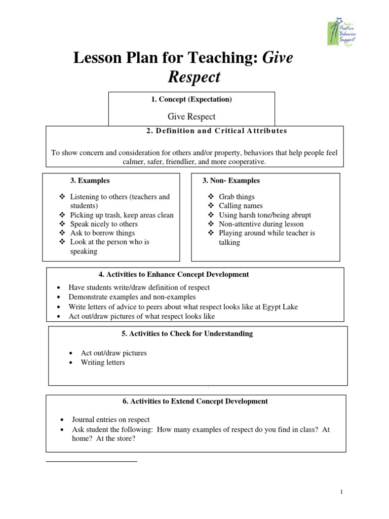 Respect Lesson Plan for Students | PDF