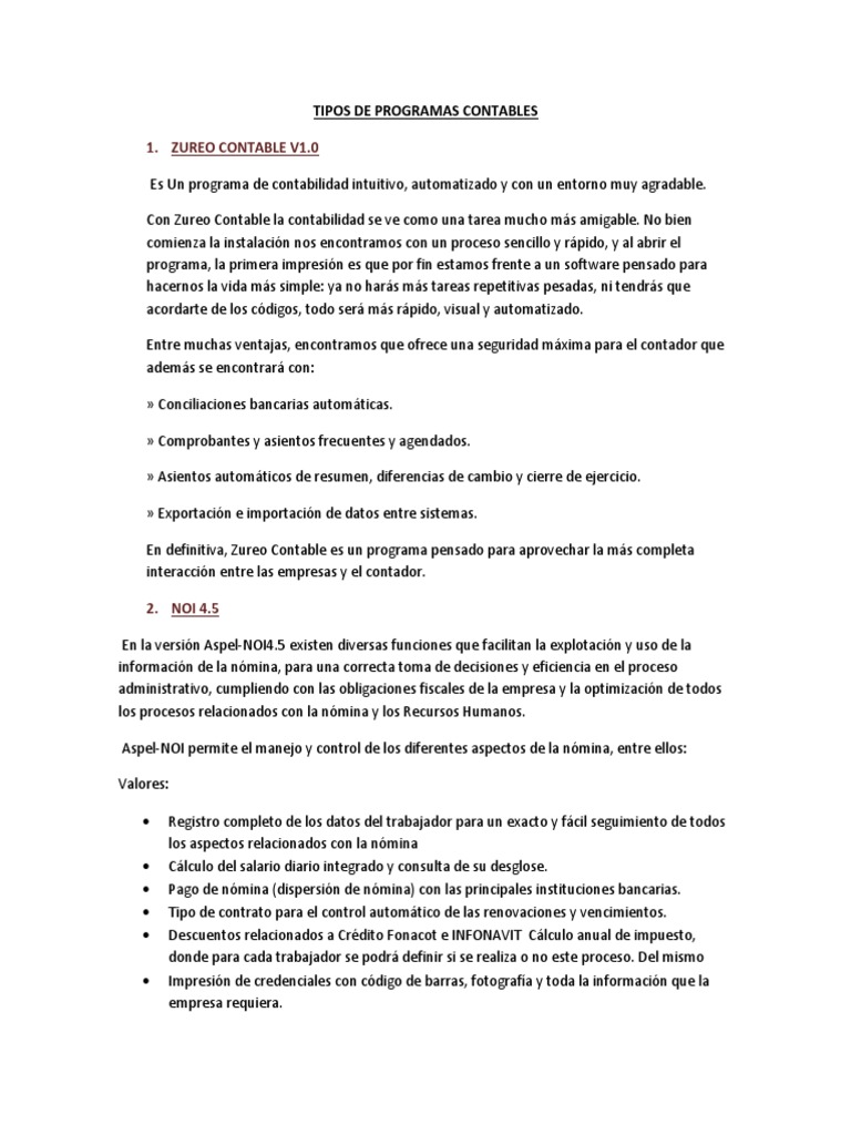 Tipos de Programas Contables | PDF | Contabilidad | Economias