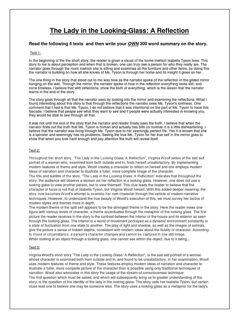 The Lady in The Looking Glass | PDF | Virginia Woolf | Mirror