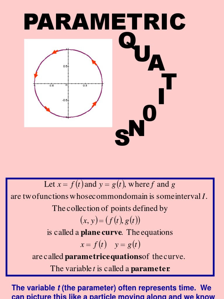 Parametric Equations Pdf Equations Trigonometric Functions