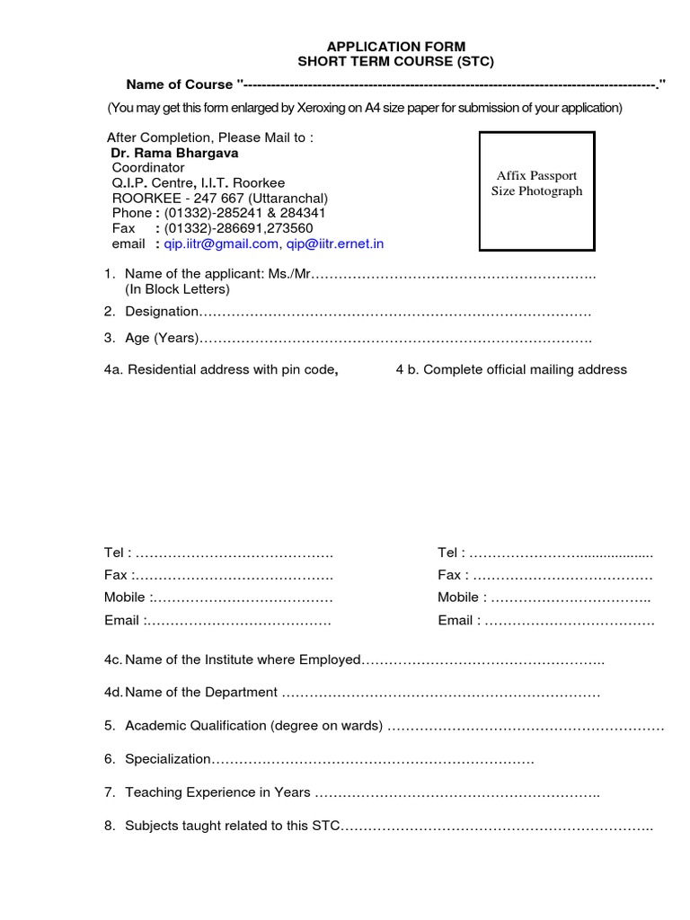 STC Application Form | PDF | Email | University And College Admission