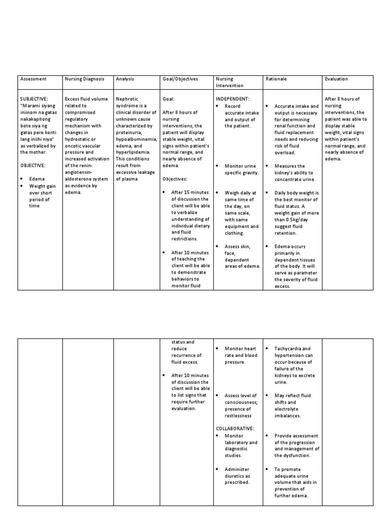 NCP for Nephrotic Syndrome | Edema | Kidney