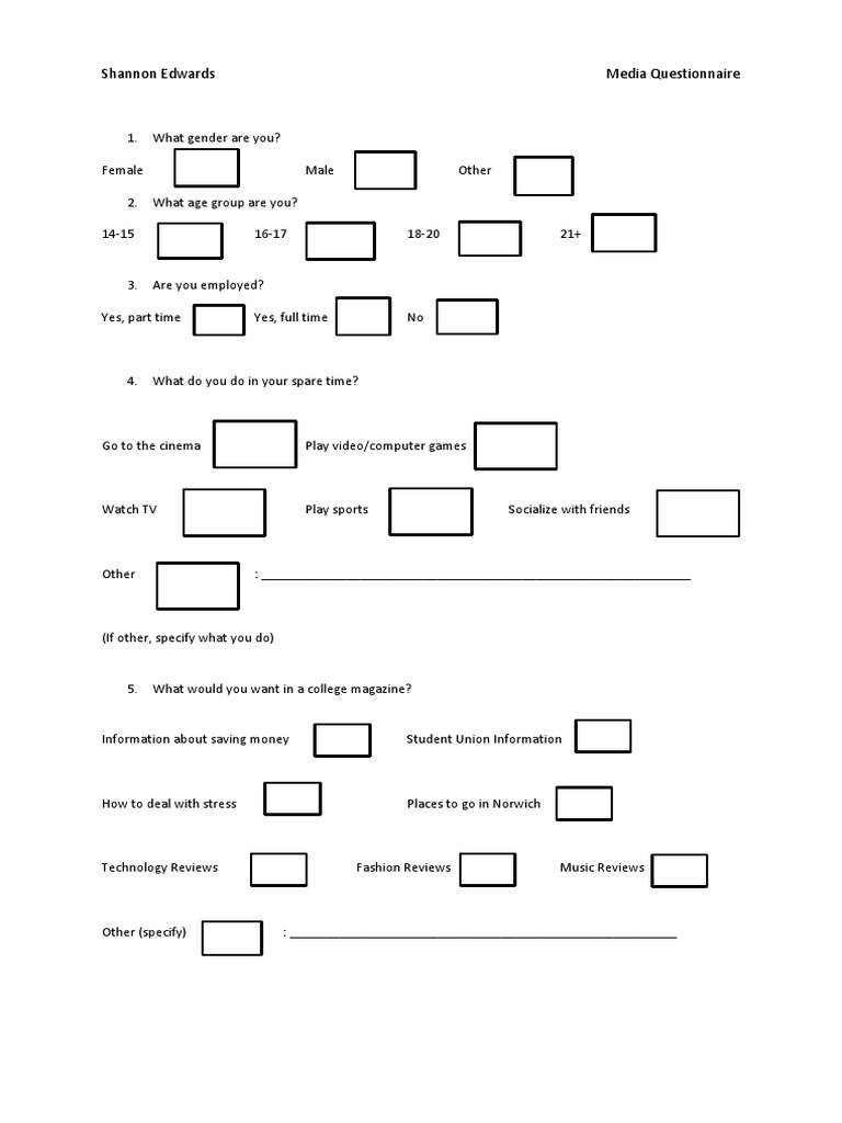 College Magazine Reader Survey | PDF | Lifestyle