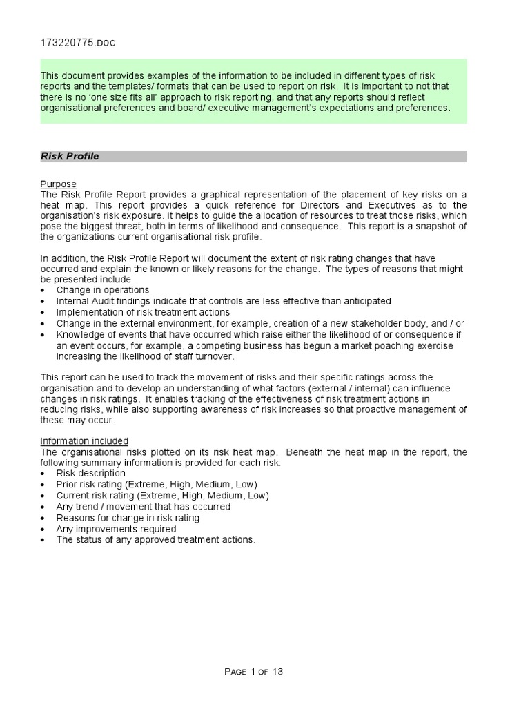 Risk Reporting Templates and Examples | PDF | Internal Audit | Risk