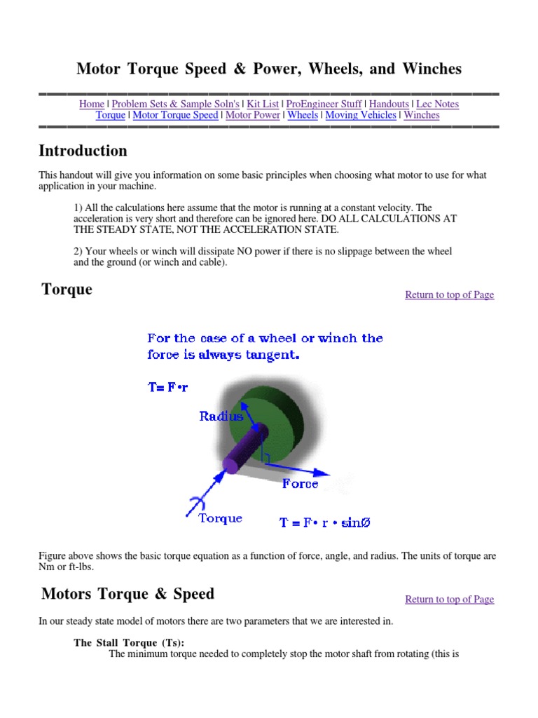 Motor Calc | PDF | Torque | Speed
