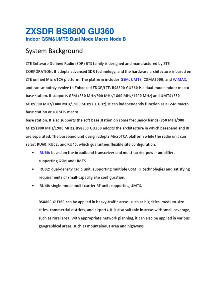 ZXSDR BS8800 | PDF | Modulation | Telecommunications Standards