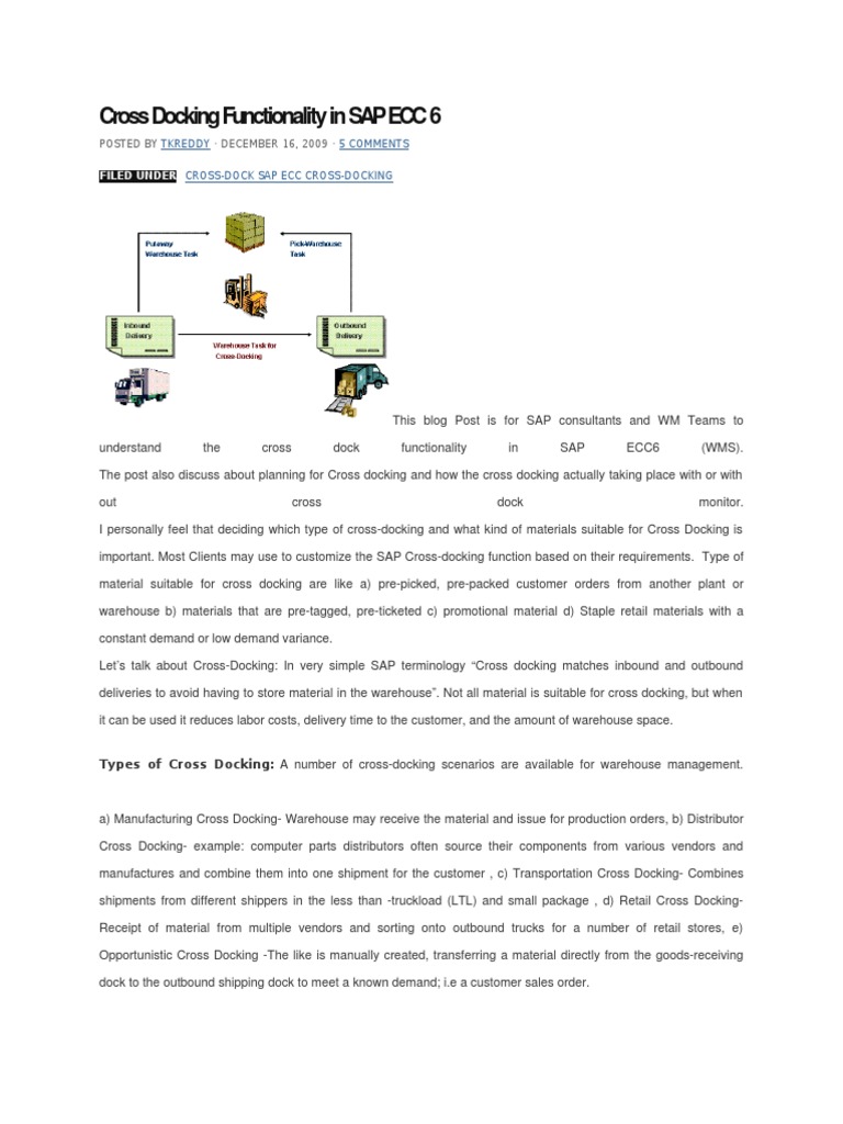 Cross Docking in SAP ECC 6 Explained | PDF | Logistics | Warehouse