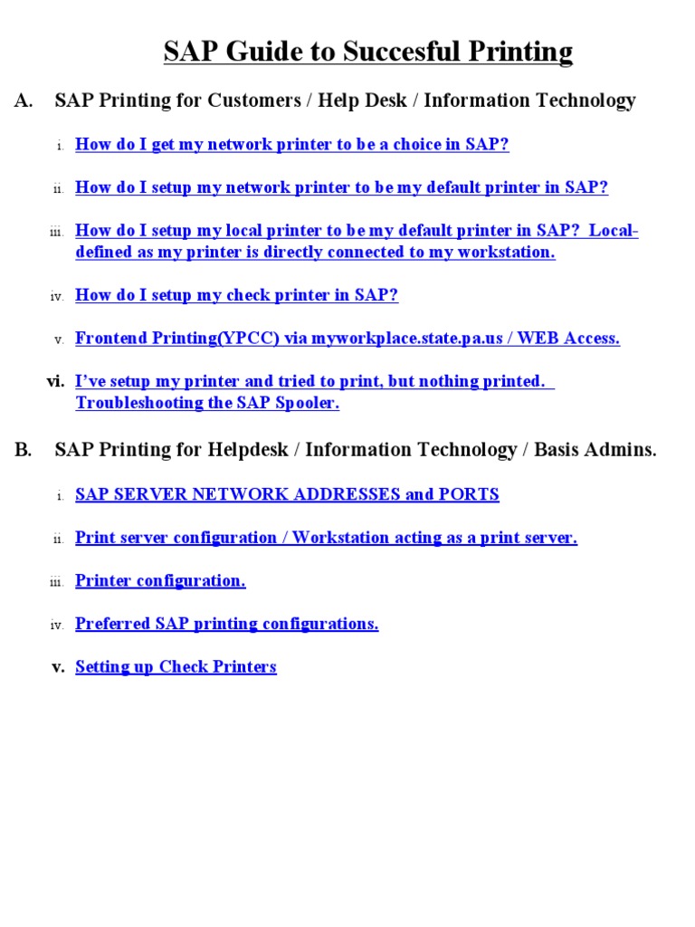 Sap Print Guide | PDF | Computer Network | Printer (Computing)