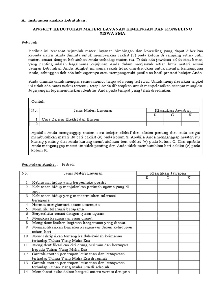 Format Penyusunan Program BK | PDF