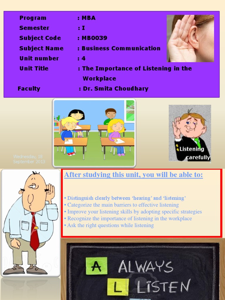 The Importance of Listening in The Workplace | PDF | Nonverbal ...