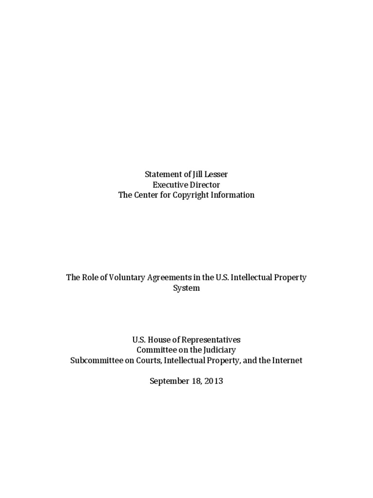 HHRG 113 JU03 Wstate LesserJ 20130918 | PDF | Copyright Infringement ...