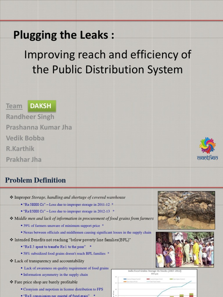 On Public Distribution System of India | PDF | Warehouse | Enterprise ...