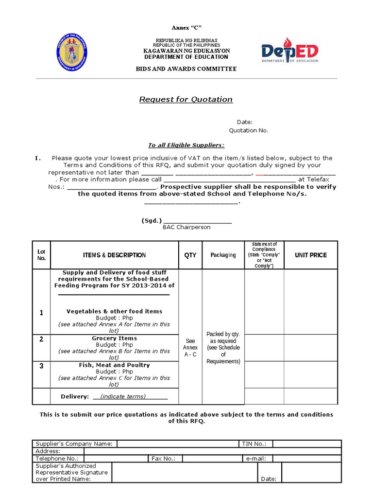 Request For Quotation (Procurement) | PDF | Receipt | Taxes