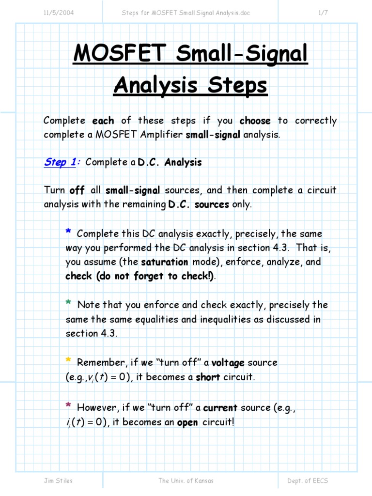 MOSFET Small-Signal Analysis Steps | PDF | Computers | Technology ...