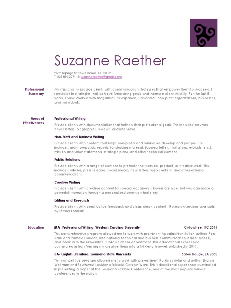 Raether Suzanne Resume | PDF