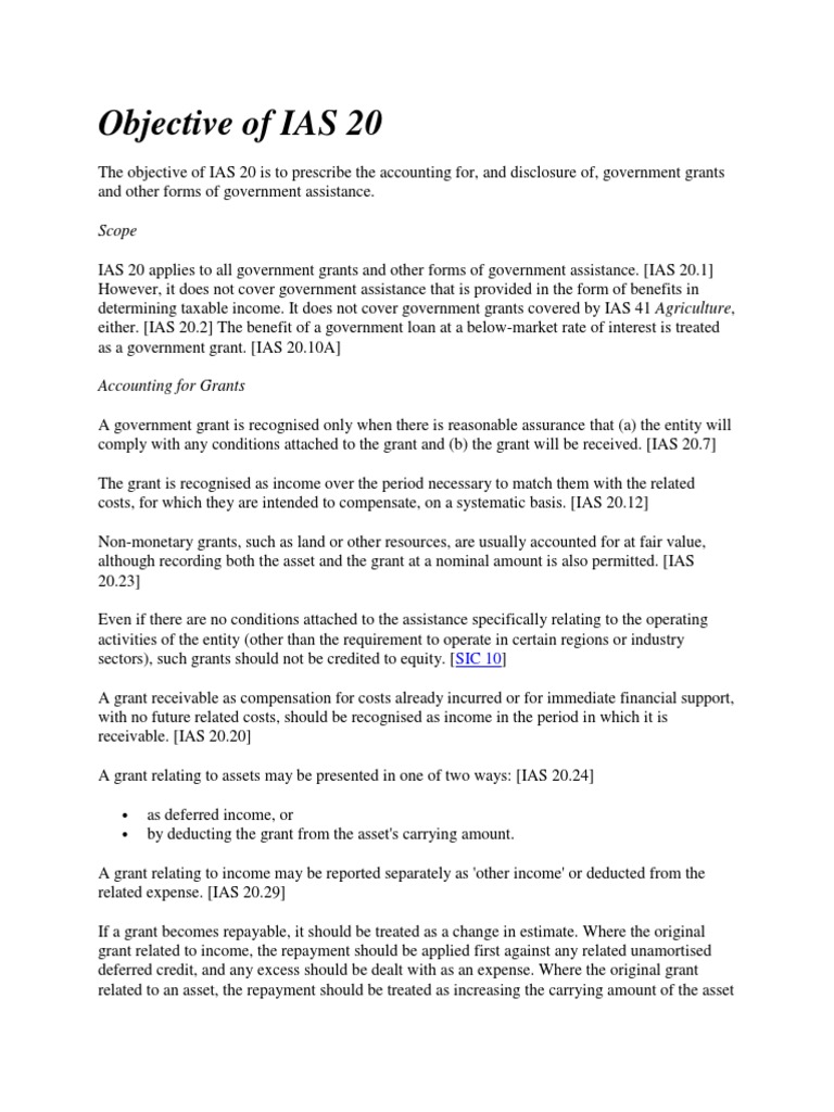 Ias 20 | PDF | Expense | Financial Accounting