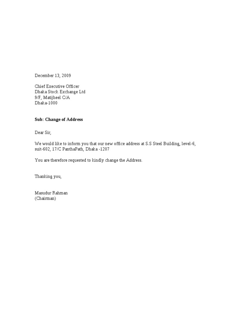 Notification of Office Address Change | PDF
