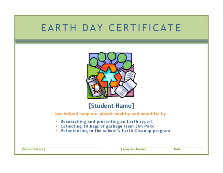 Earth Day Certificate | PDF | Technology & Engineering