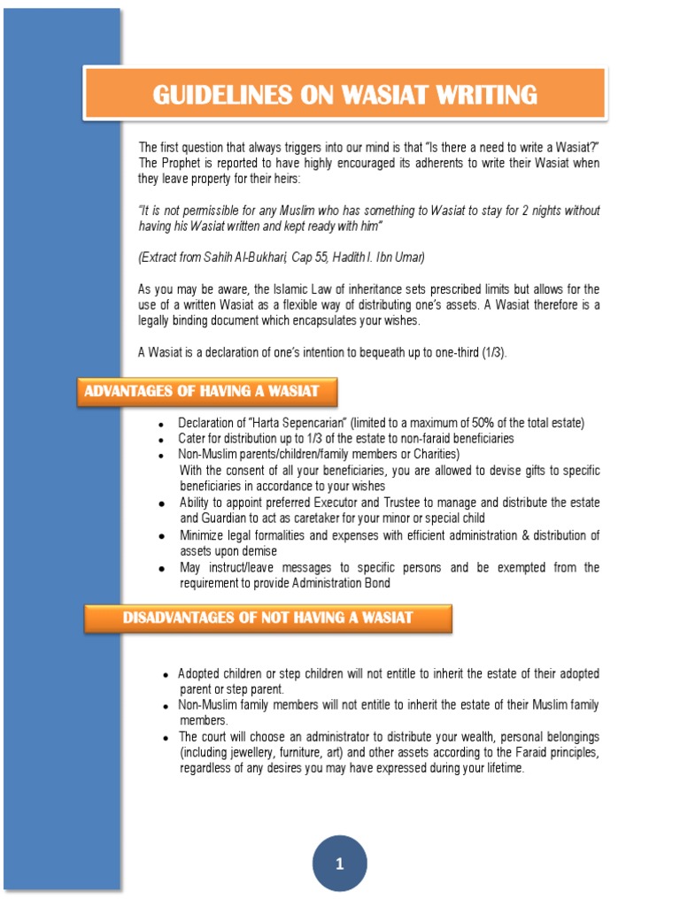 Guidelines On Wasiat Writing | PDF | Trust Law | Virtue