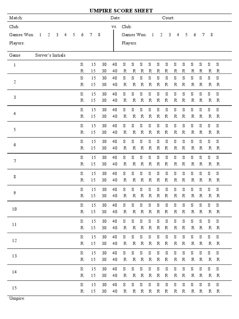 Score Sheet | PDF