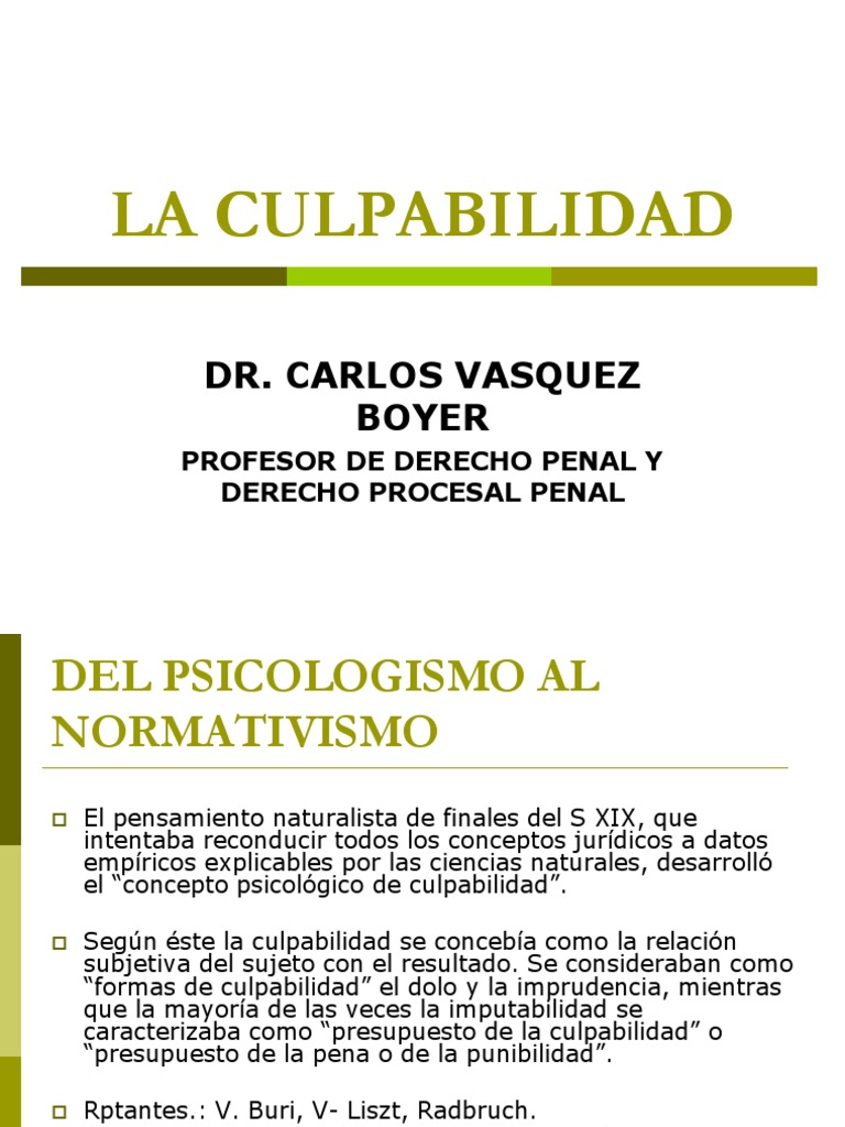 Diapositivas Sobre La Culpabilidad | Derecho penal | Intención (Derecho ...