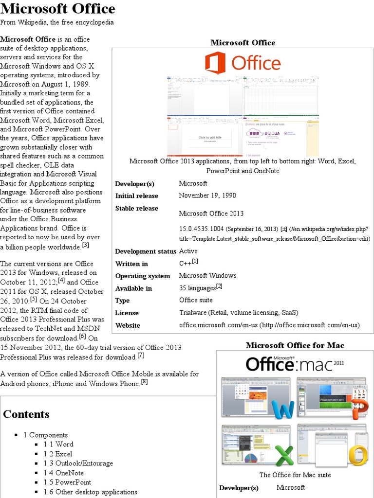 Microsoft Office - Wikipedia, The Free Encyclopedia1 | PDF | Microsoft ...