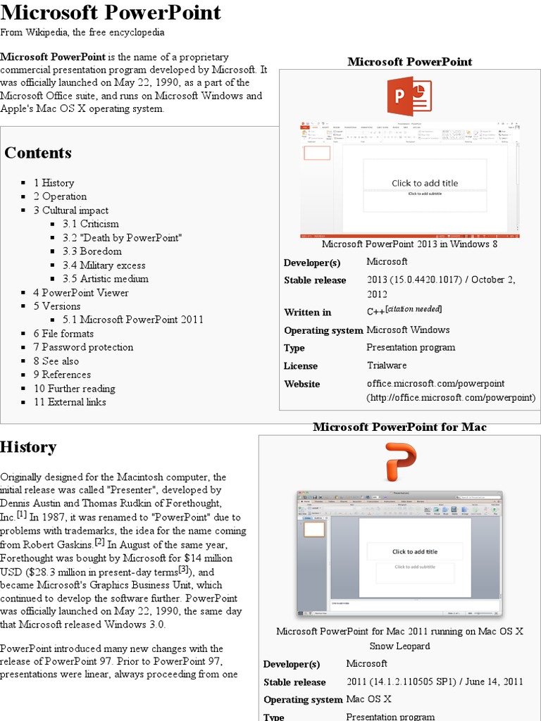 Microsoft PowerPoint - Wikipedia, The Free Encyclopedia | PDF ...