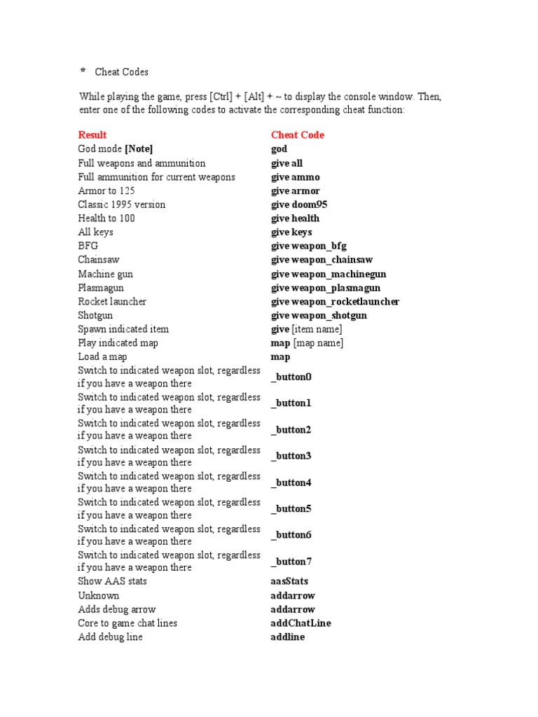 Cheat Codes Doom 3 | PDF | Rendering (Computer Graphics) | Texture Mapping
