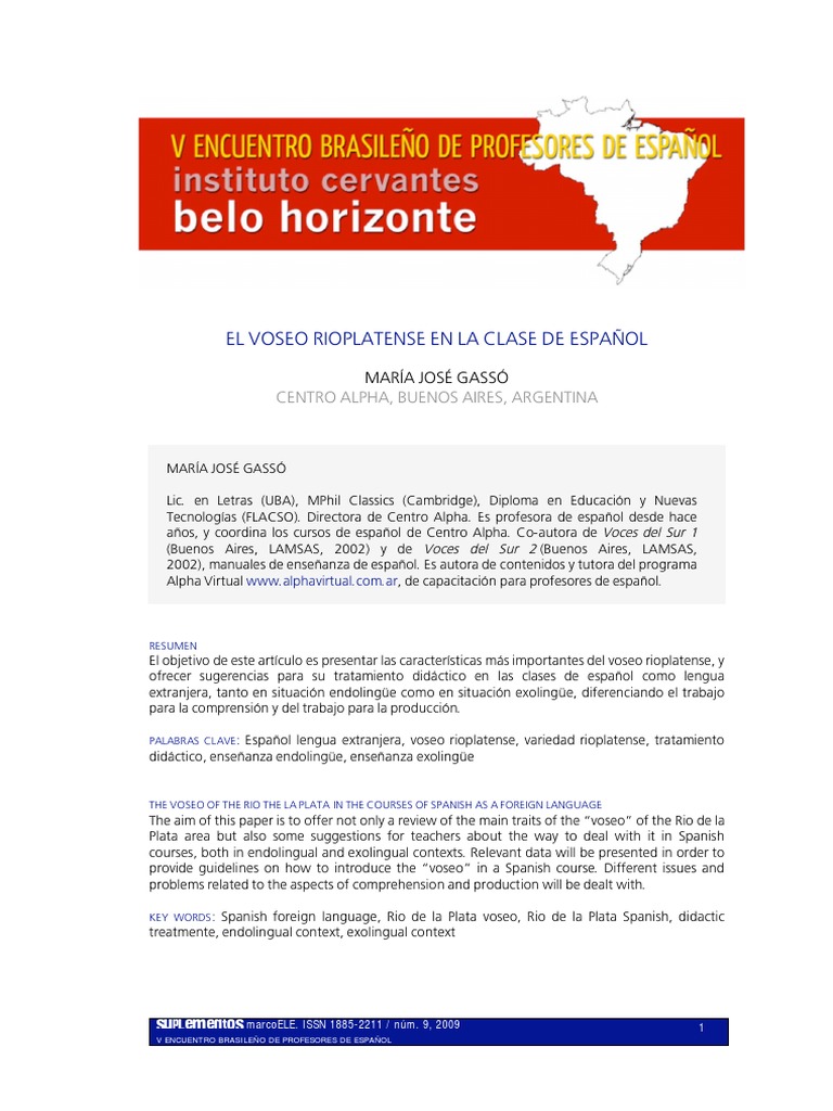 Voseo | Descargar gratis PDF | Lengua española | Verbo