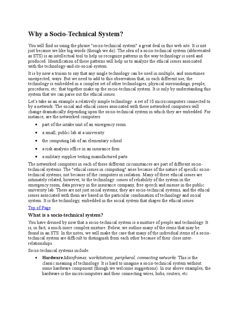 What Is A Socio-Technical System? | PDF | System | Power (Social And ...