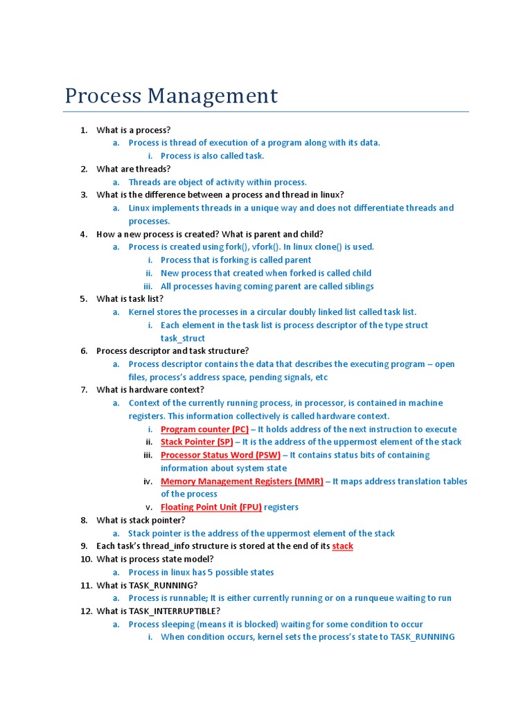 Linux Process Management | PDF | Thread (Computing) | Process (Computing)