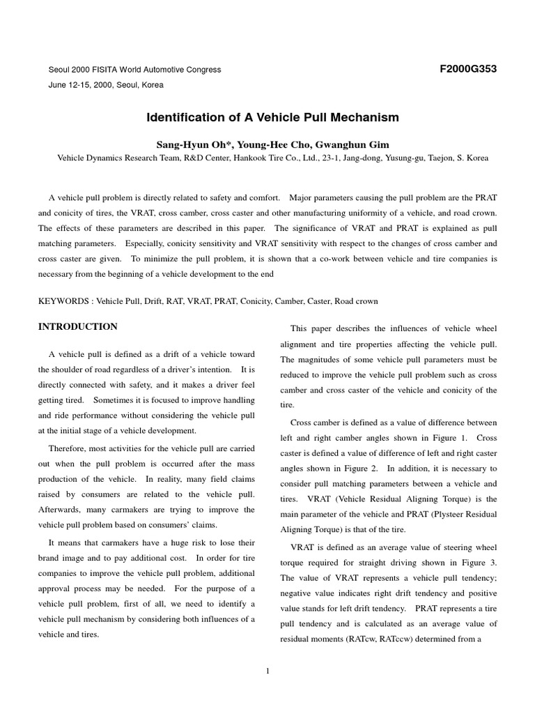 Vehicle Pull Mechanism | PDF | Tire | Steering