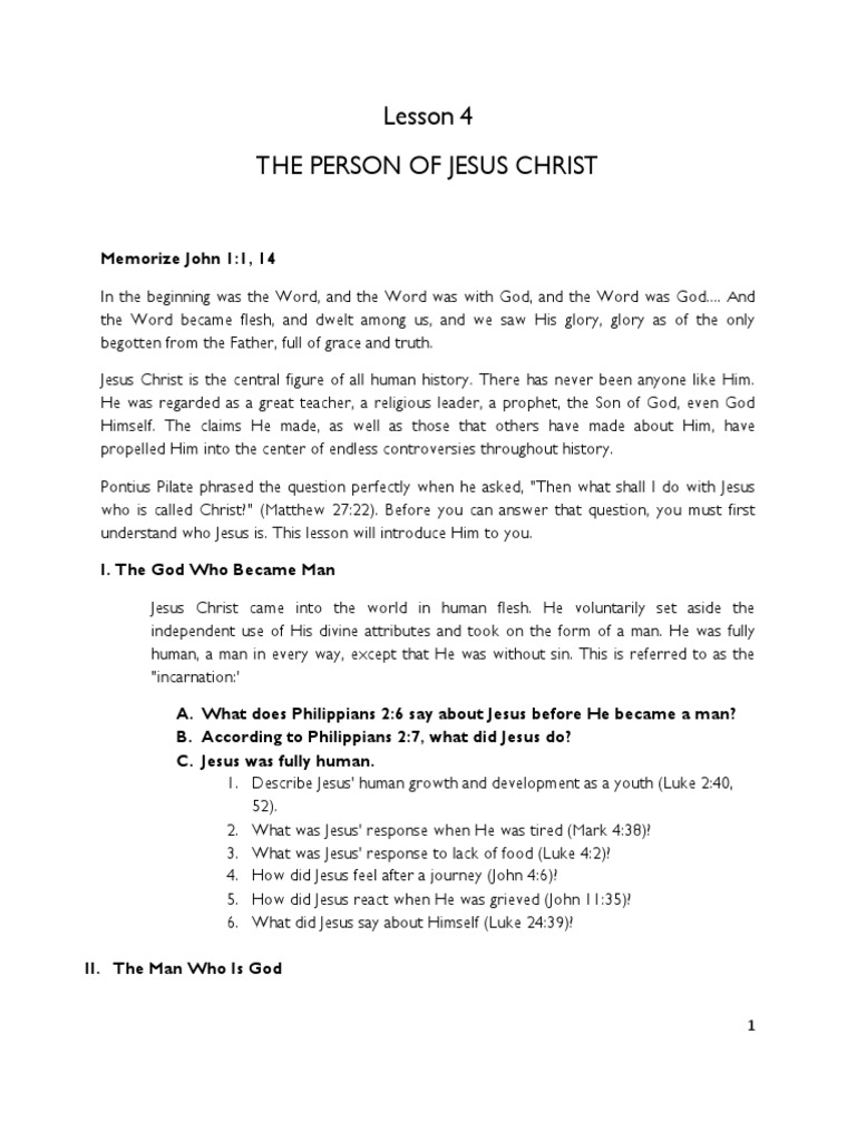 Understanding the Person of Jesus Christ | PDF | Gospel Of Matthew | Jesus