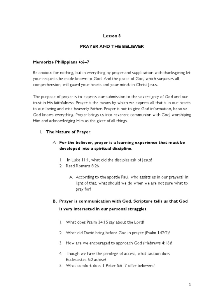 Prayer Lessons for Believers | PDF | Prayer | Acts Of The Apostles