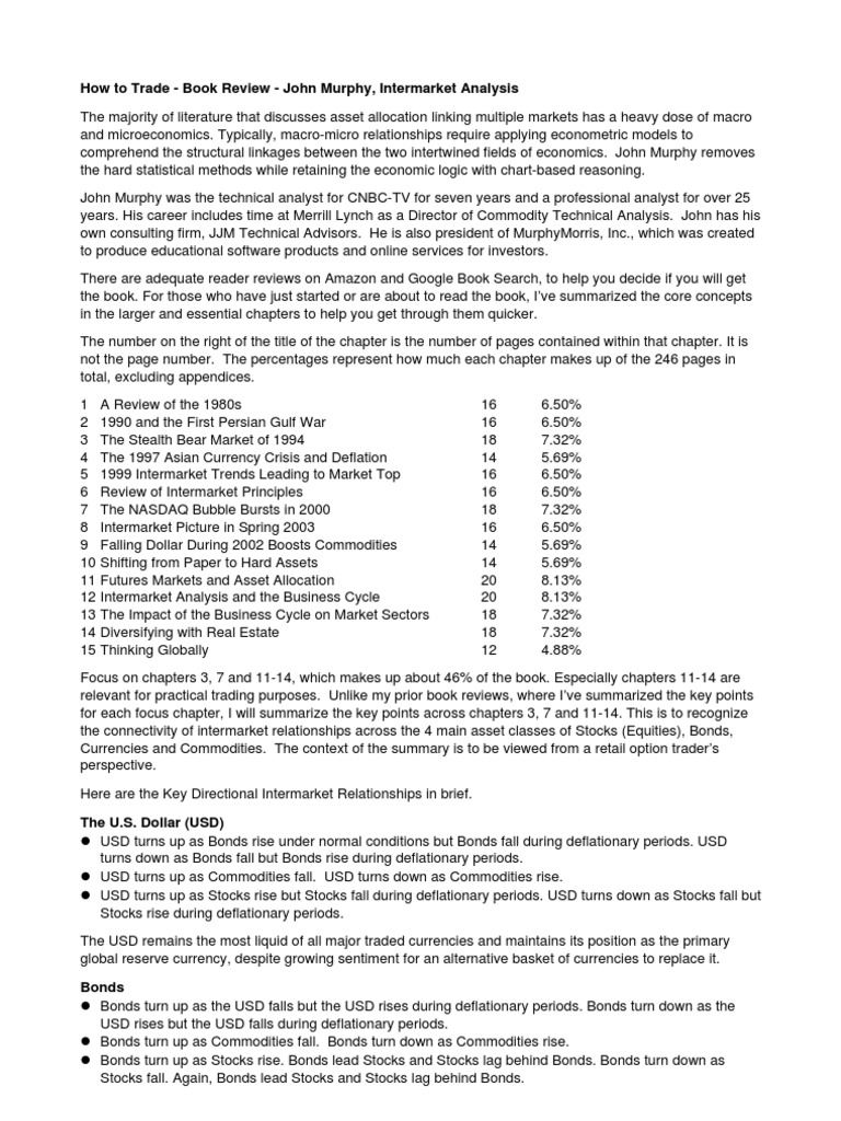 How To Trade - Book Review - John Murphy, Intermarket Analysis | PDF ...