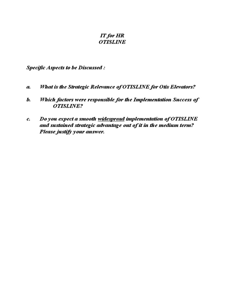 OTISLINE Questions | PDF