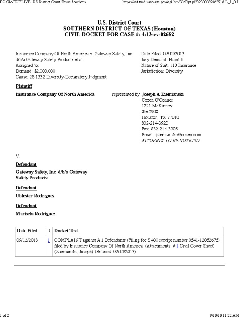Insurance Case: INA vs. Gateway Safety | PDF