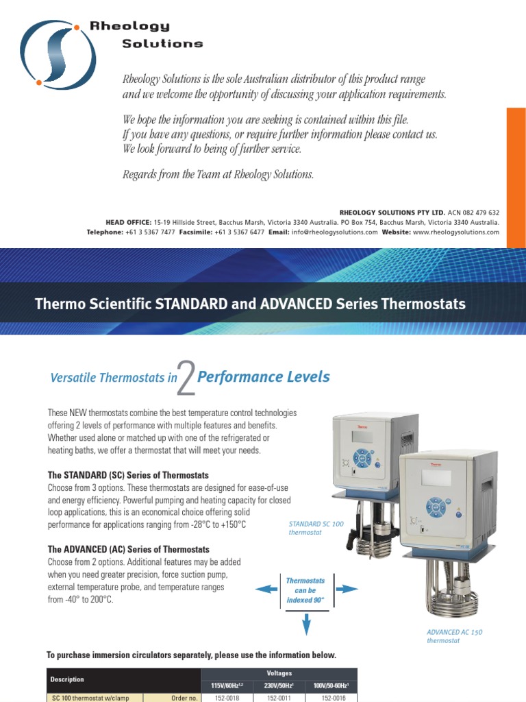 Thermo Scientific THERMOSTATS Brochure PDF | PDF | Thermostat | Electrical Engineering