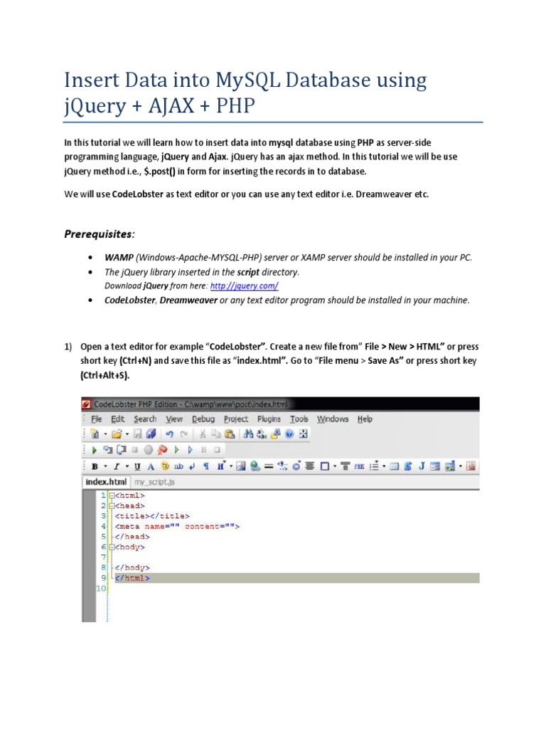 Insert Data Into Mysql Database Using Jquery Ajax Php Pdf Ajax 8080