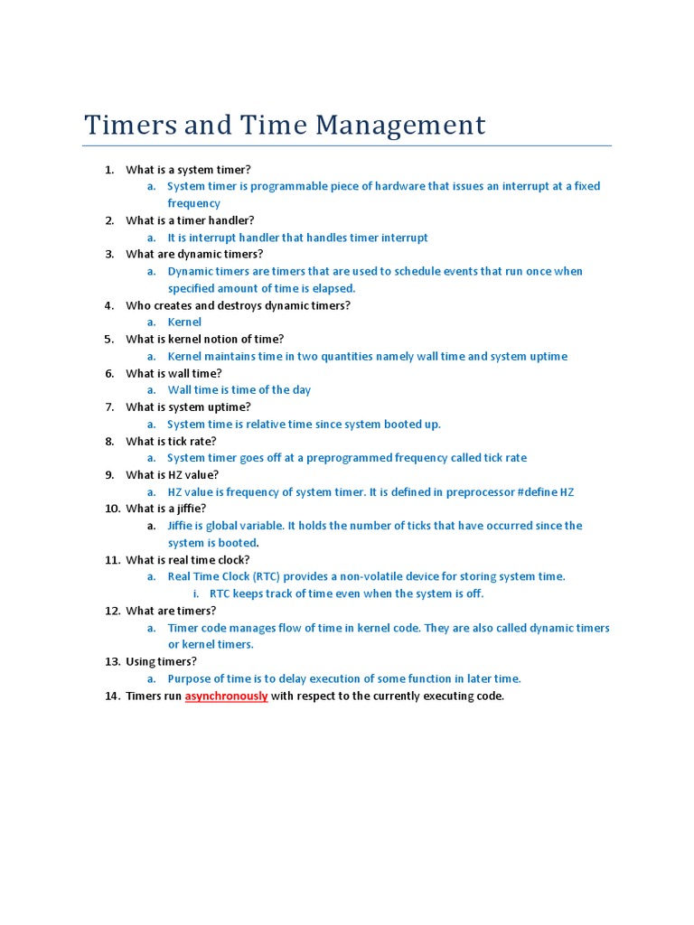 Timers and Time Management | PDF | Computers
