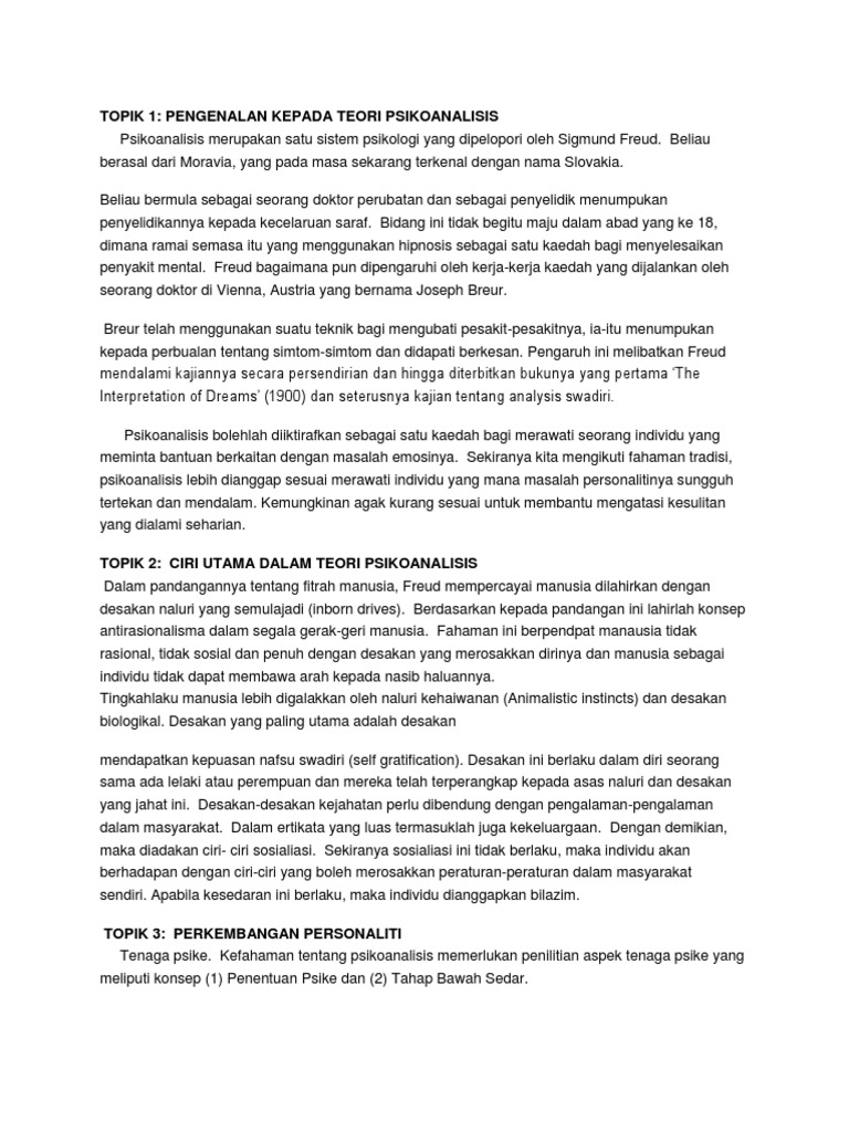 Teori Psikoanalisis | PDF