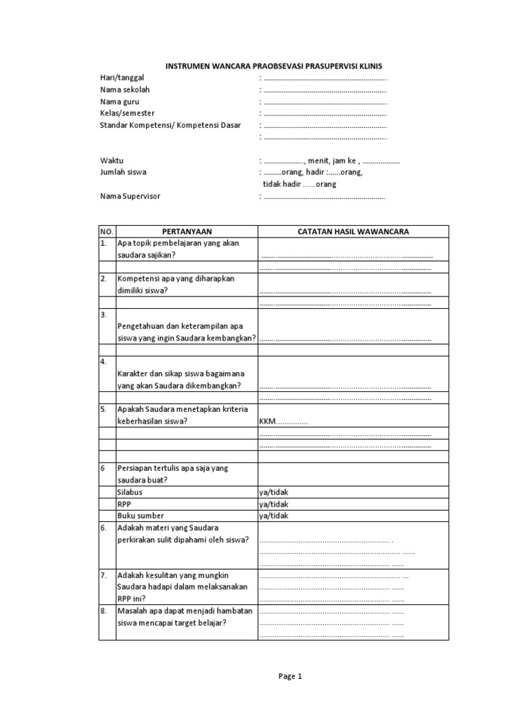 Instrumen Supervisi Klinis | PDF