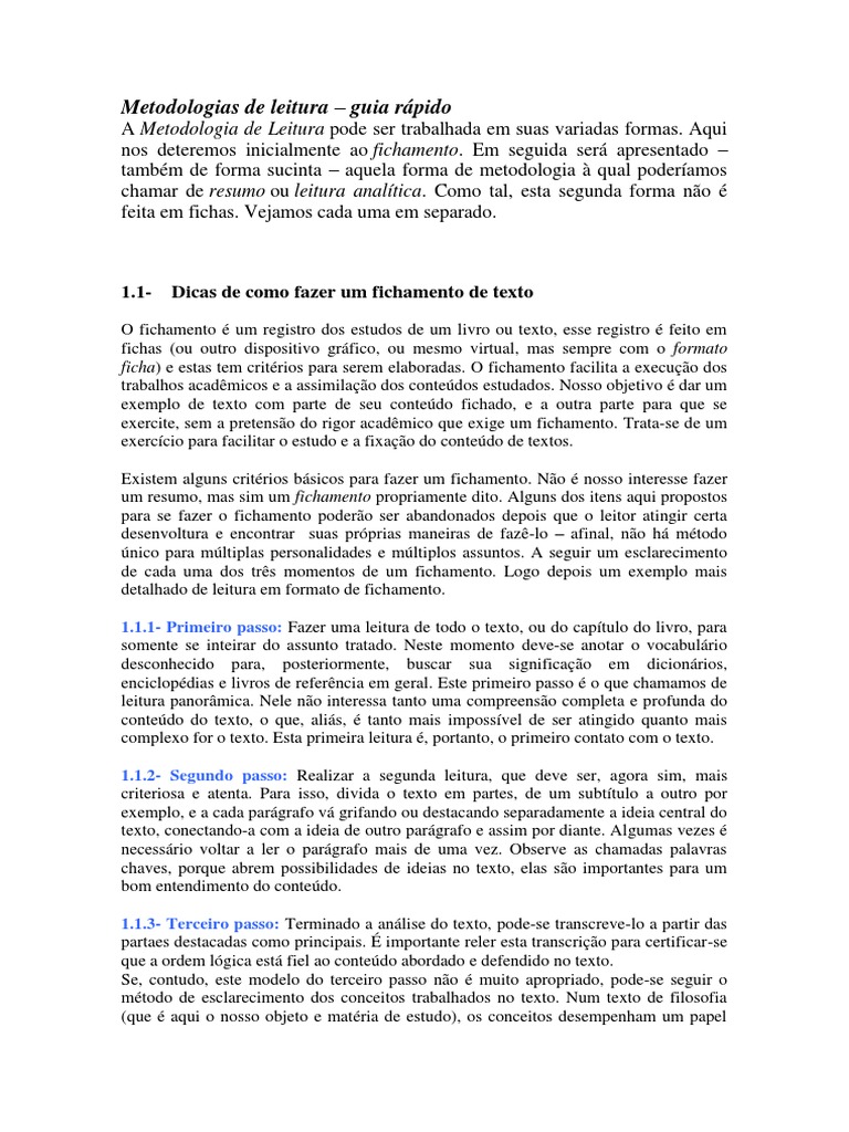 Dicas de como fazer um FICHAMENTO DE TEXTO.pdf | Livros | Sociologia