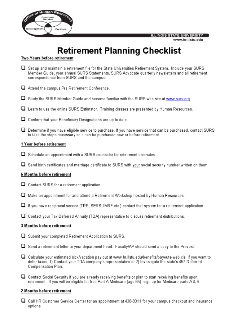 Benefits Retirement Checklist | PDF