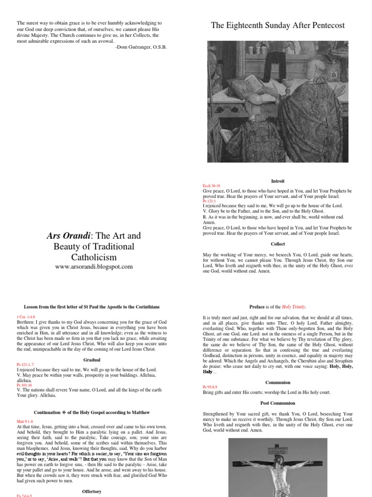 Eighteenth Sunday After Pentecost | PDF | Trinity | God In Mormonism