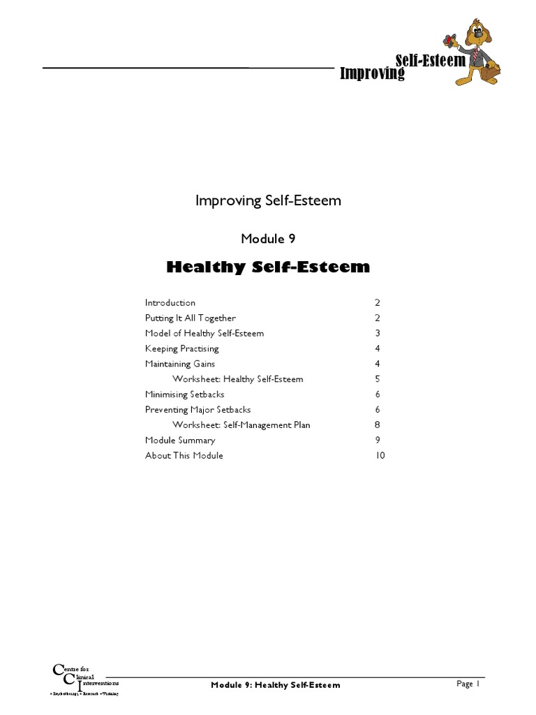 Improving Self Esteem Module 9 Of 9 Pdf Cognitive Behavioral